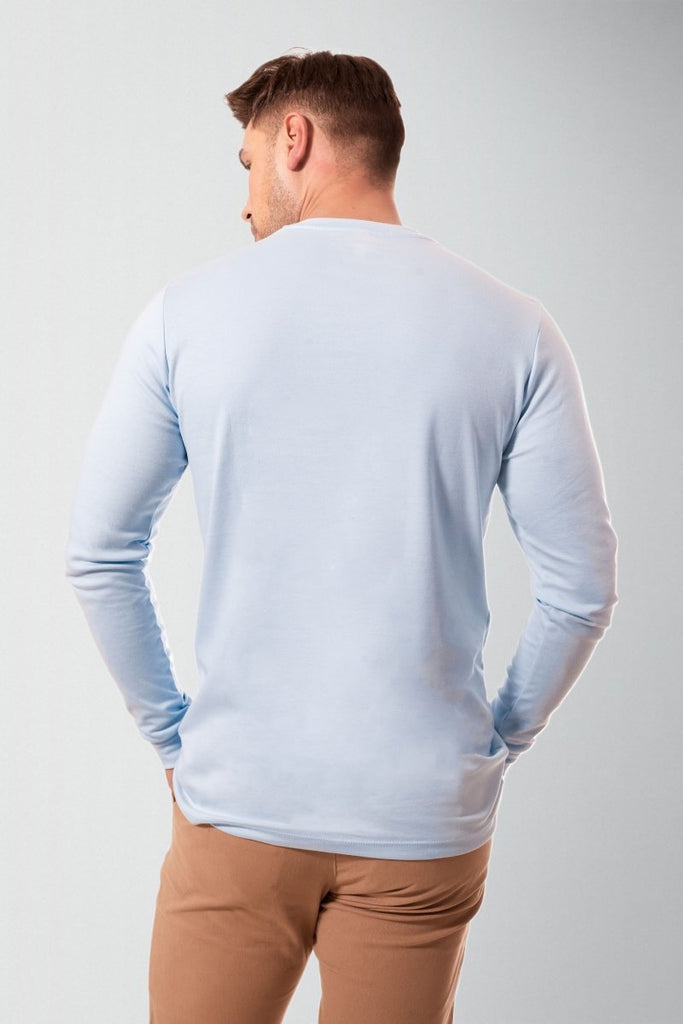 Franela Azul Cielo Manga Larga Cuello Redondo – Cabannaweb